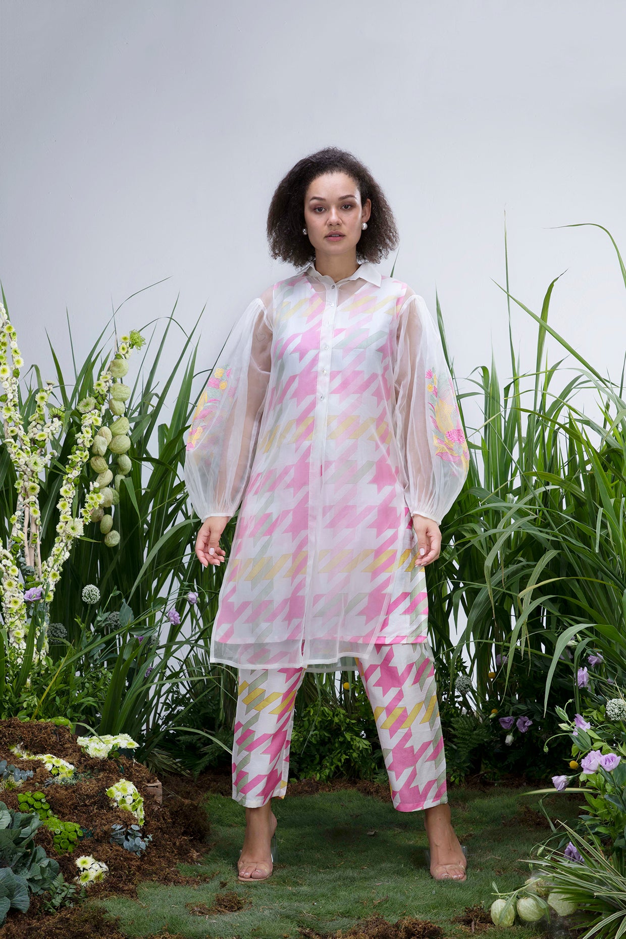 White Wildflower Organza Double Layer Set – Archana Shah Atelier