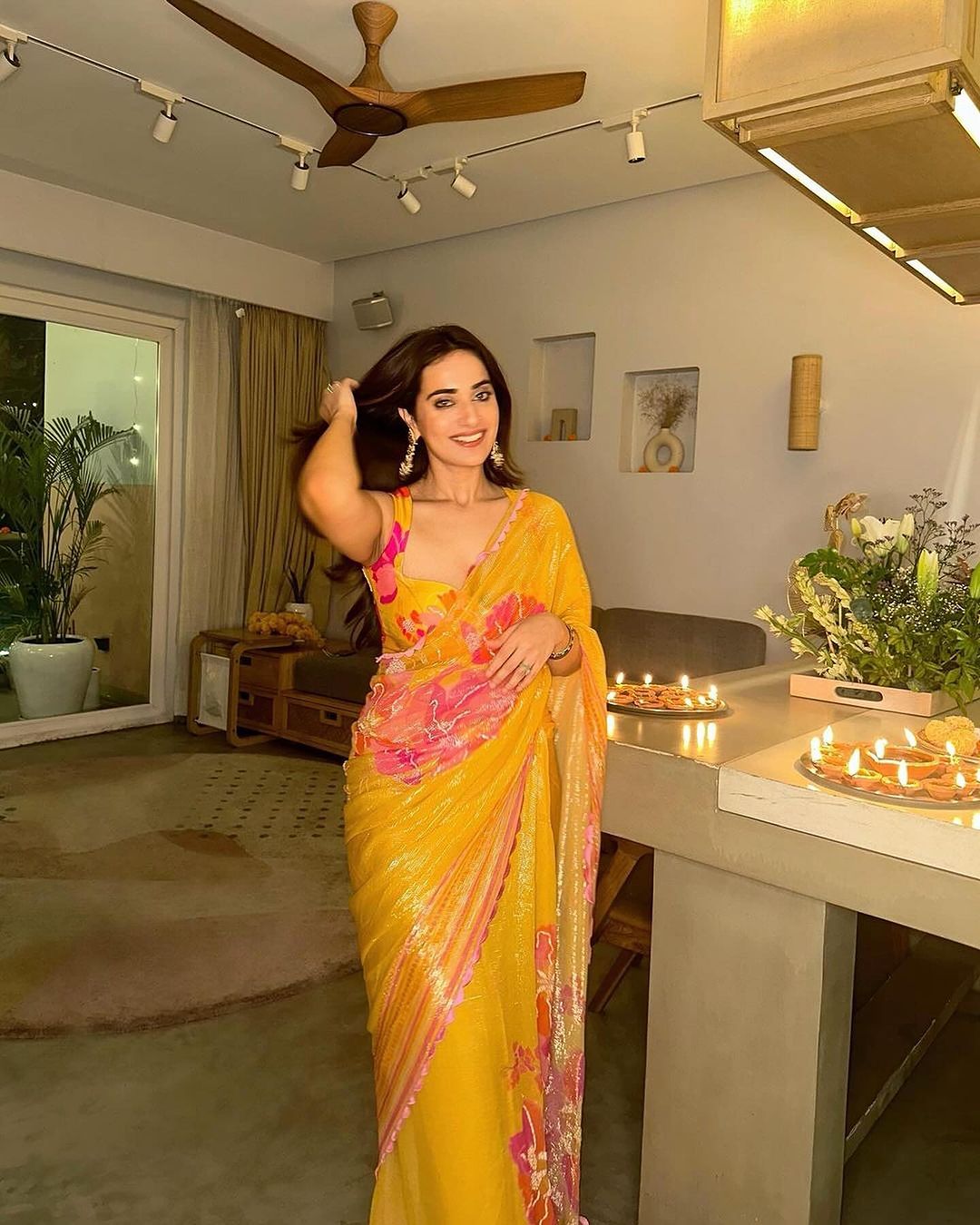 Wildflower Yellow Shimmer Saree – Archana Shah