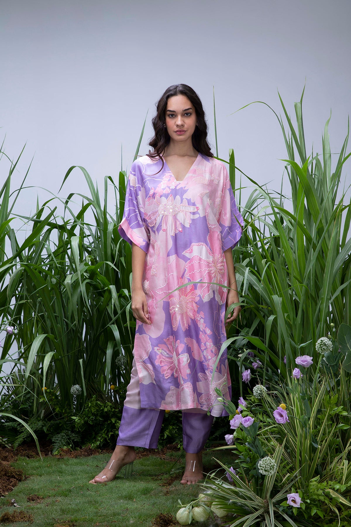 Purple Wildflower Oversize Kurta set – Archana Shah